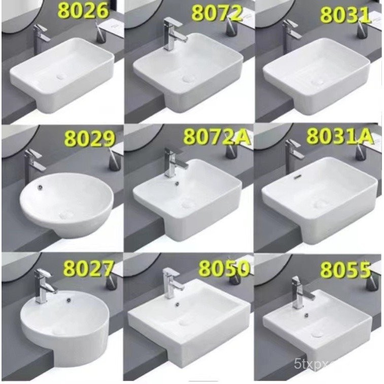 Semi-Embedded Mid-Basin Wash Basin Square Ceramic Semi-Hung Basin ...