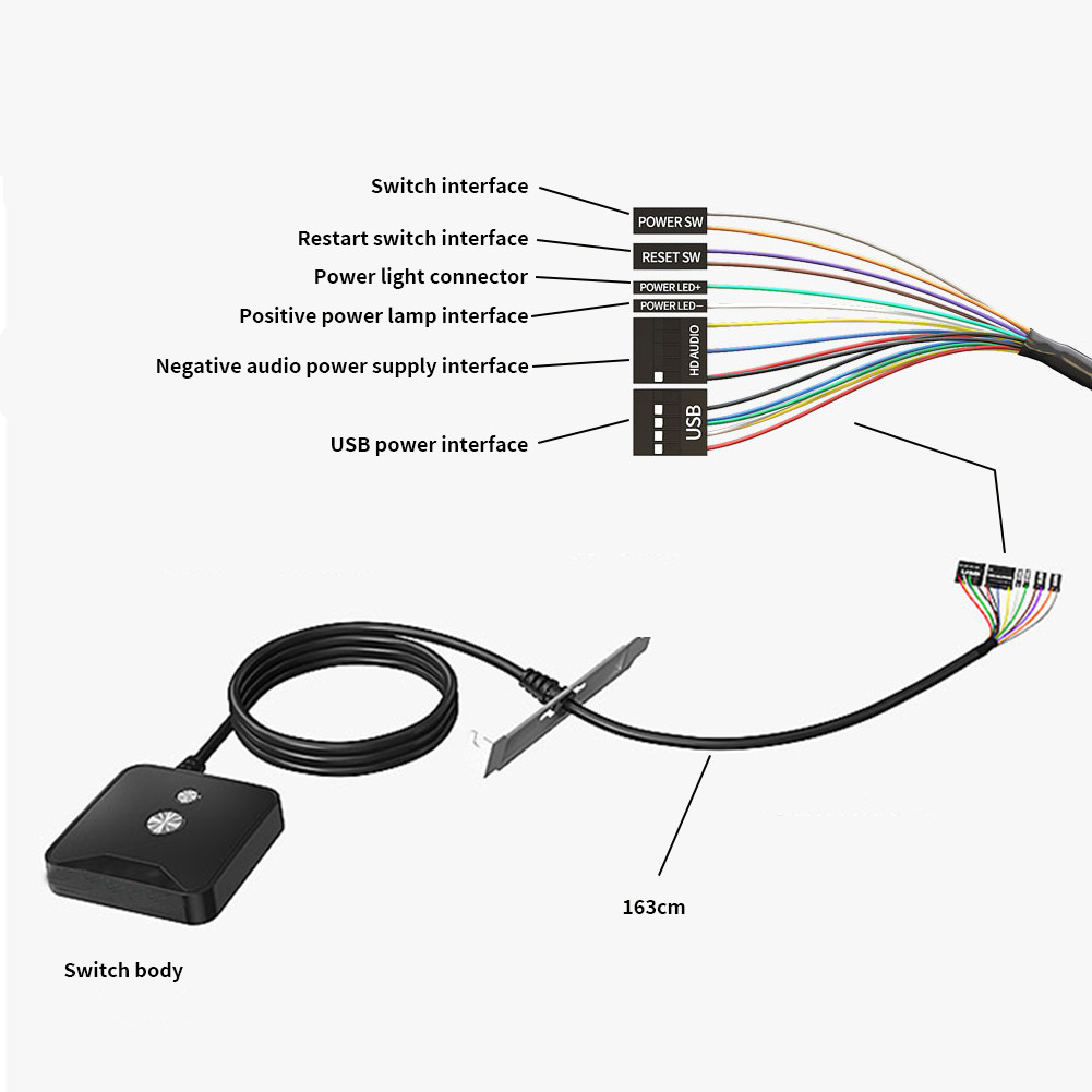 Computer Desktop Power Switch Button With Dual USB Audio Port Remote ...