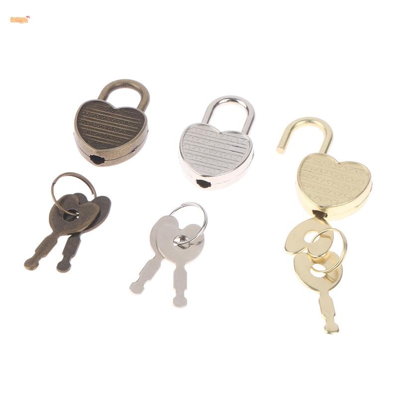 Sweet 1Set Heart Shape Padlock Luggage Hardware Lock W/Lock For Diary ...