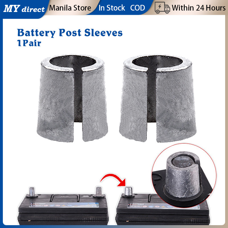 1pair Car Battery Terminal Post Sleeve Adaptors Positive Negative Post ...