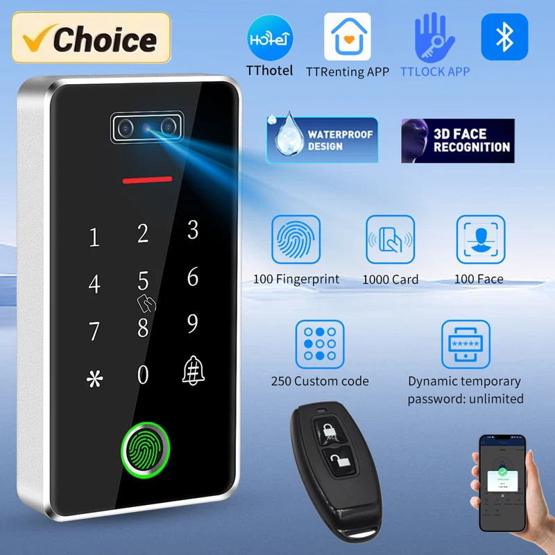 TTLock App Access Control Facial Recognition Device RFID M1 Card Fingerprint Reader for Door ...