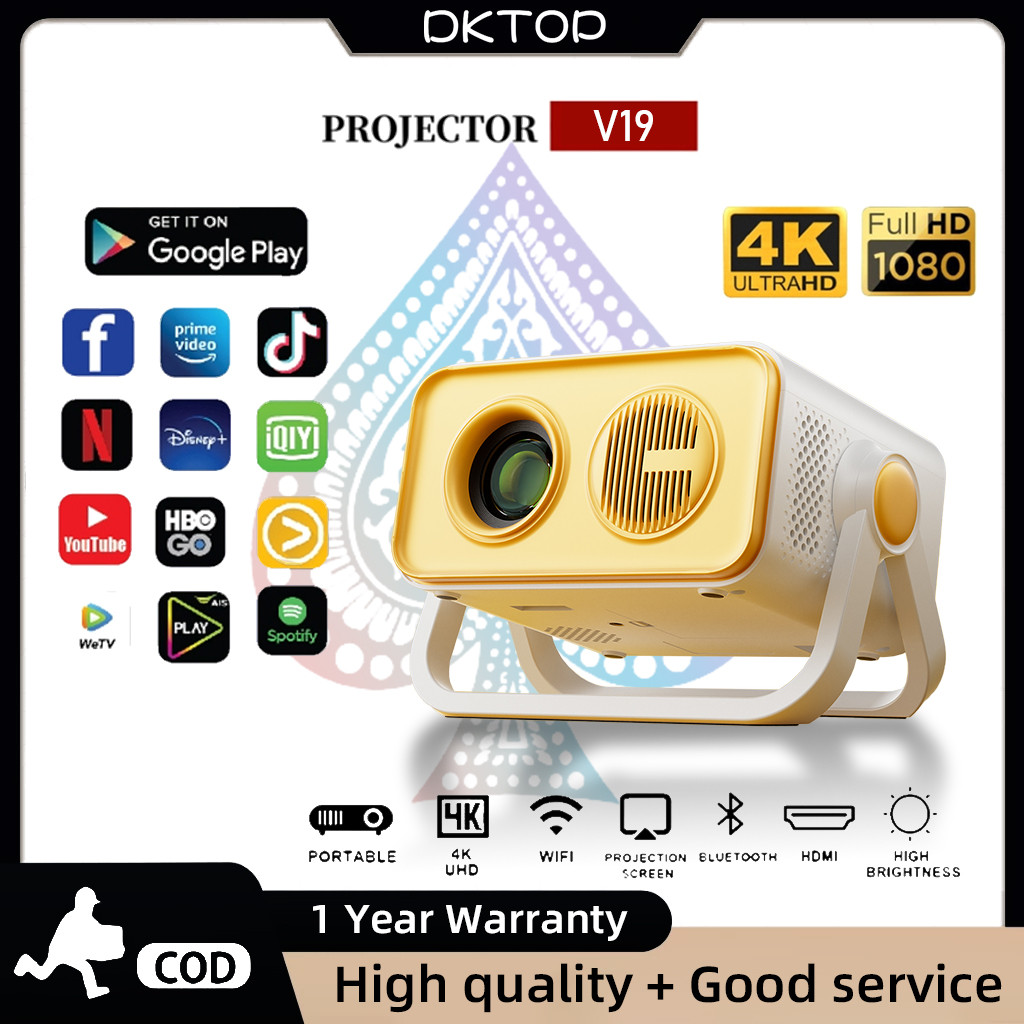 mini Projector Short-throw 4K Full HD 1080P Wifi 6 Bluetooth Android ...