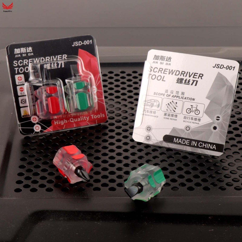 Ultra Short Stubby Screwdriver Bright Colors with Clear Plastic Handles ...