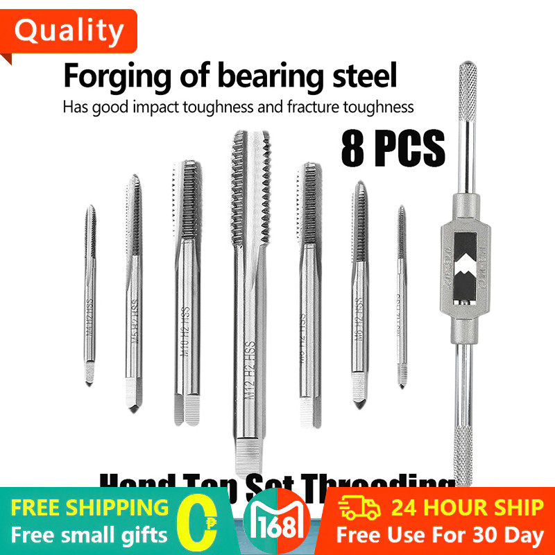 8PCS Tool Set Hand Tap Threading Original Hand Top Screw Threader Drill ...