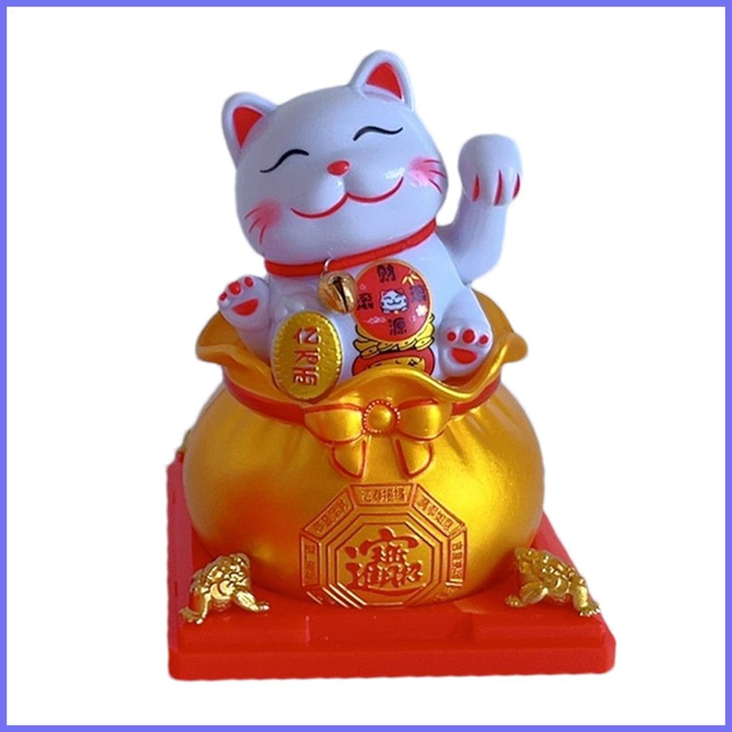 Chinese Cat Waving Arm Solar Powered Fortune Cat Statue Car Statue ...