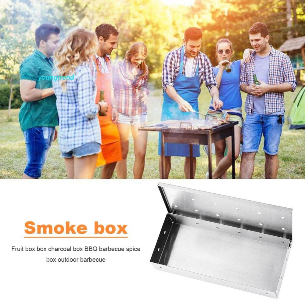 Stainless Steel Grill Smoke Box Washable BBQ Barbecue Wood Chip Smoker ...