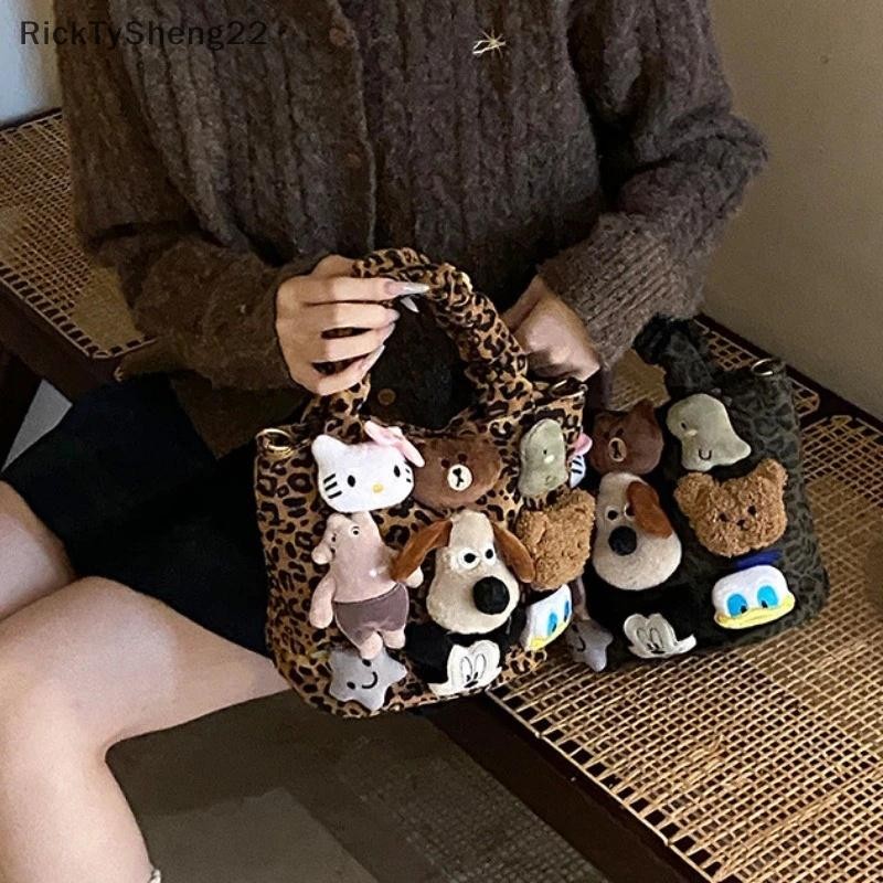 RT Anime New Leopard Print Hello Kitty Canvas Bag High Appearance ...