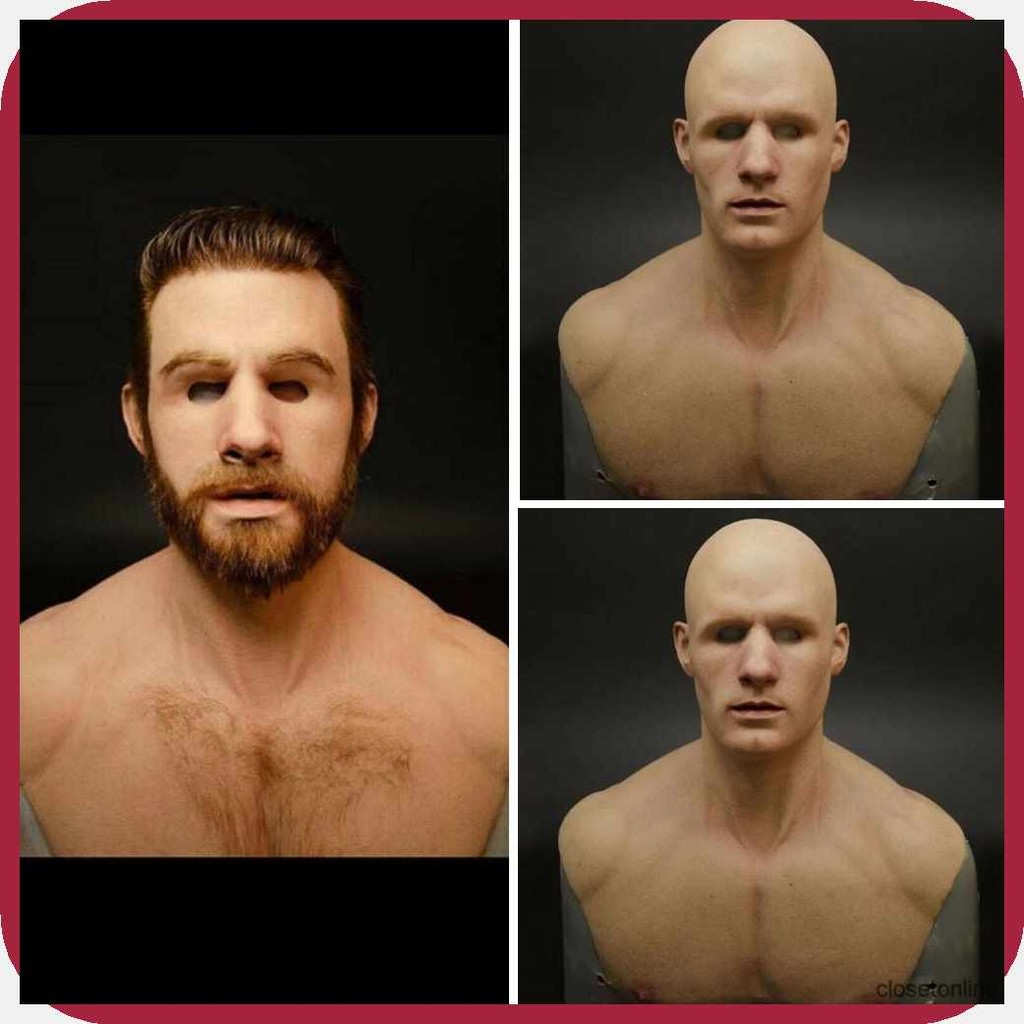 Latex?o$Man}UX@Face`Sn;Cover&Male&Hair&Bald&Disguise&Cosplay Latex ...