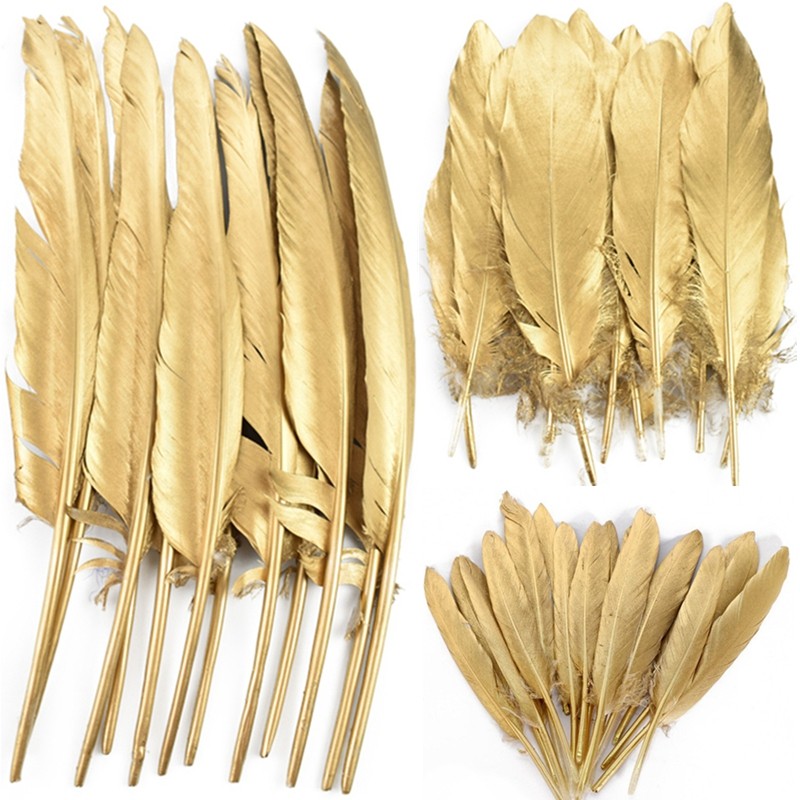 Gold Silver Goose Feathers for Crafts Duck Turkey Golden Decor Jewelry ...