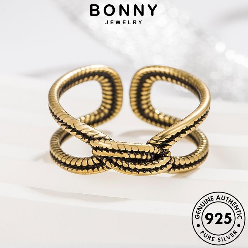 Bonny Premium Silver Retro Gold Ring Twist Female Hollow 925 Simple ...