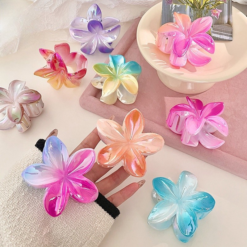 New flower grab clip retro hairpin frangipani ladies side grab half ...