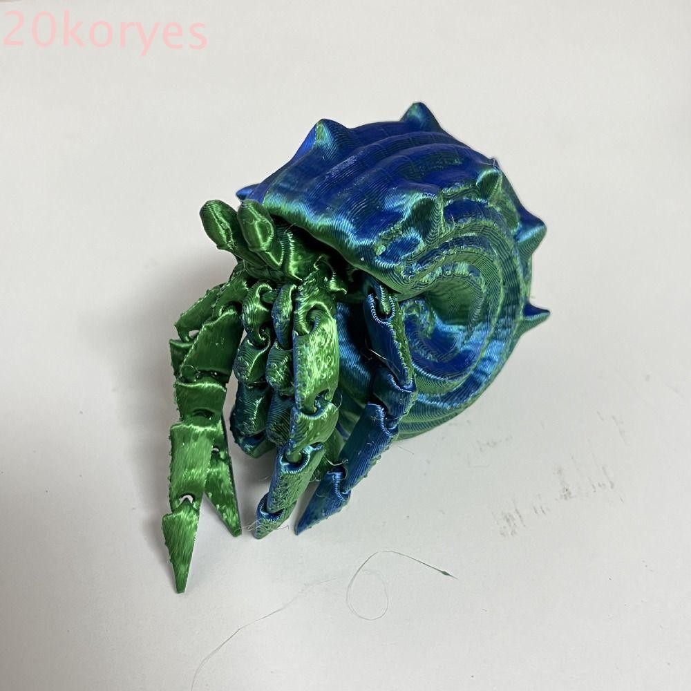 KORYES 3D Printed Hermit Crab, Removable Conch Shell 3D Printed ...