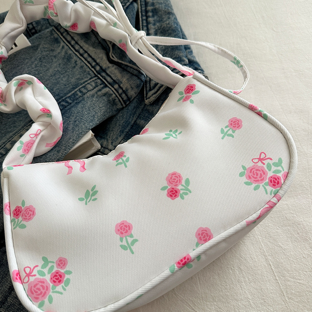 Women Drawstring Aesthetic Floral Adjustable Strap Lightweight Crescent Bag | Shopee Philippines
