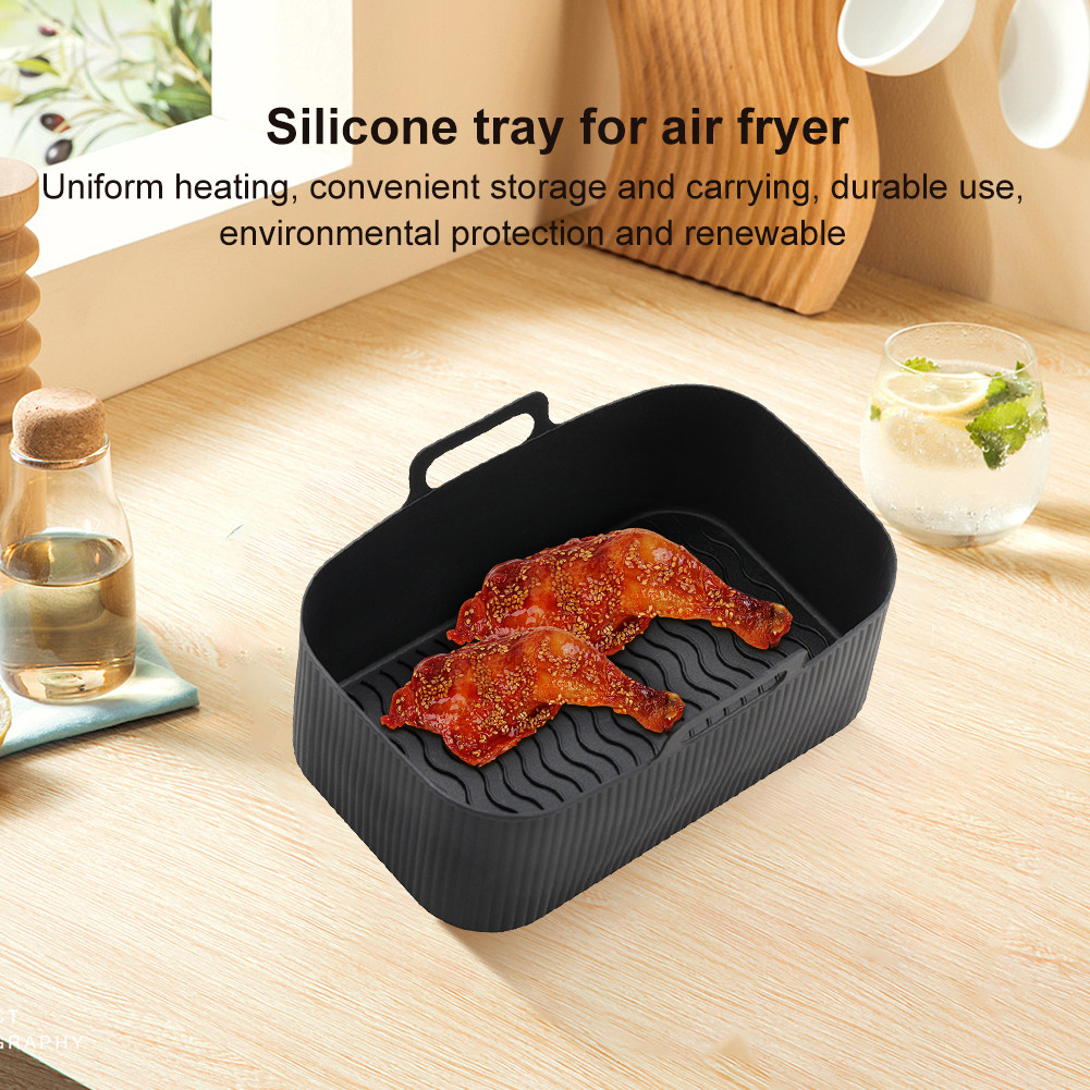Air Fryer Silicone Liners Reusable Rectangle Airfryer Baking Tray ...