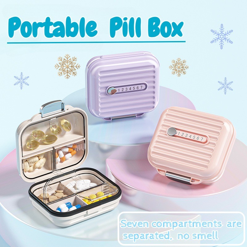Portable sealed pill box 7 Grid Weekly Pill Storage Case Container Mini ...