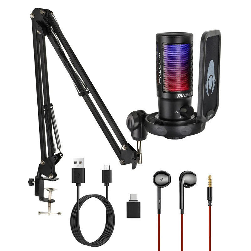 talomen Gaming PC USB Microphone, Podcast Condenser Mic with Boom Arm ...