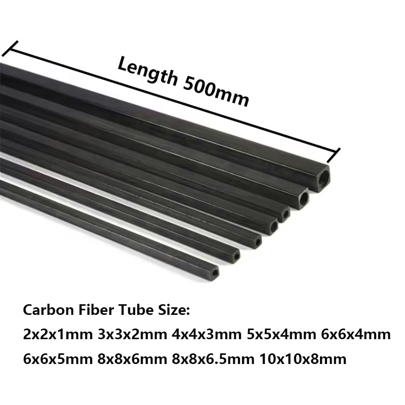 Carbon Fiber Square Tube Set - 1/2/3pcs, 500mm Length, Outer Diameters ...
