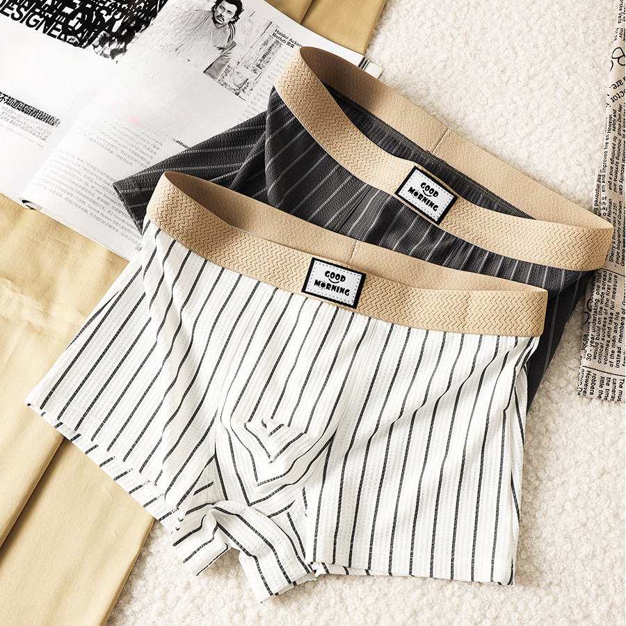 GOOD MiiOW New Striped Underwear Briefs for Man Ice Silk Middle Waist ...