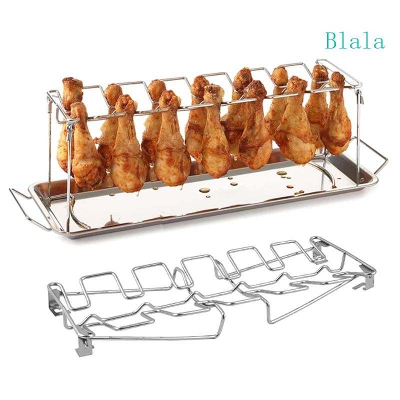 Blala BBQ Beef Chicken Leg Wing Grill Rack 14 Slots Stainless Steel ...