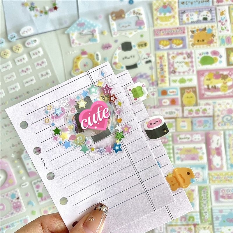 8pcs set Pet transparent color star raindrops toploader deco stickers ...