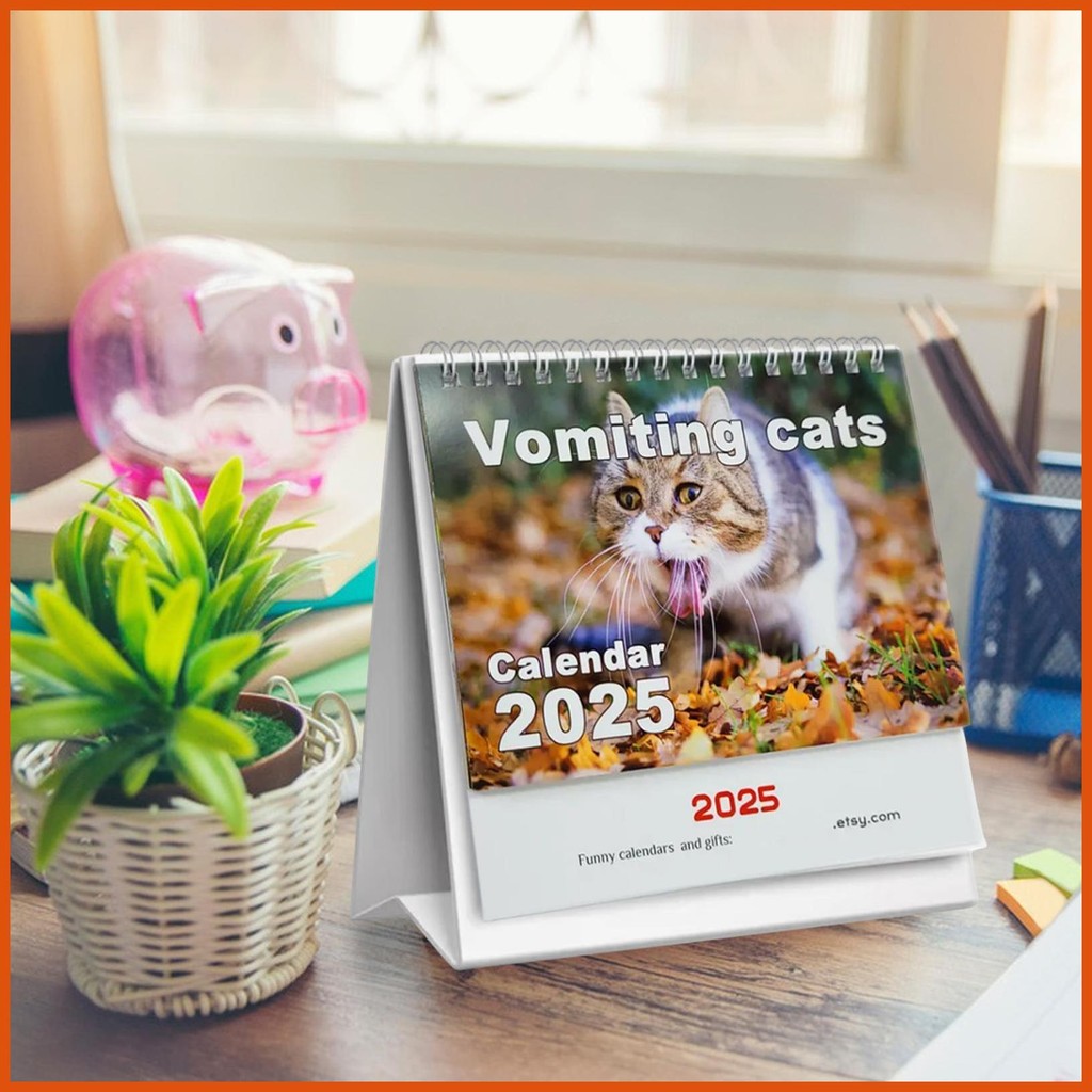 Funny Cat Calendar 2025 Cute Funny Vomiting Cats Desk Calendar Cats ...