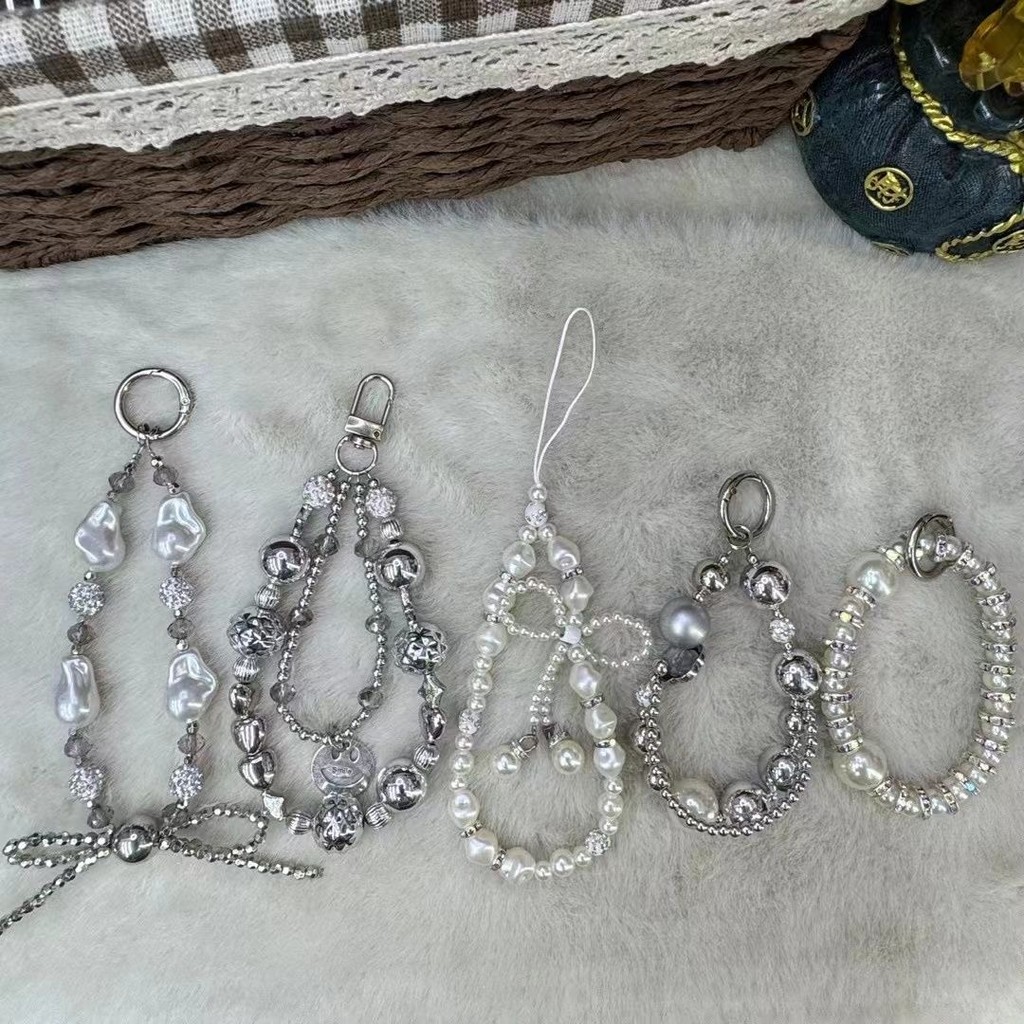 Keychain Fashion Phone Straps for Girls Creative Silver Color Short ...