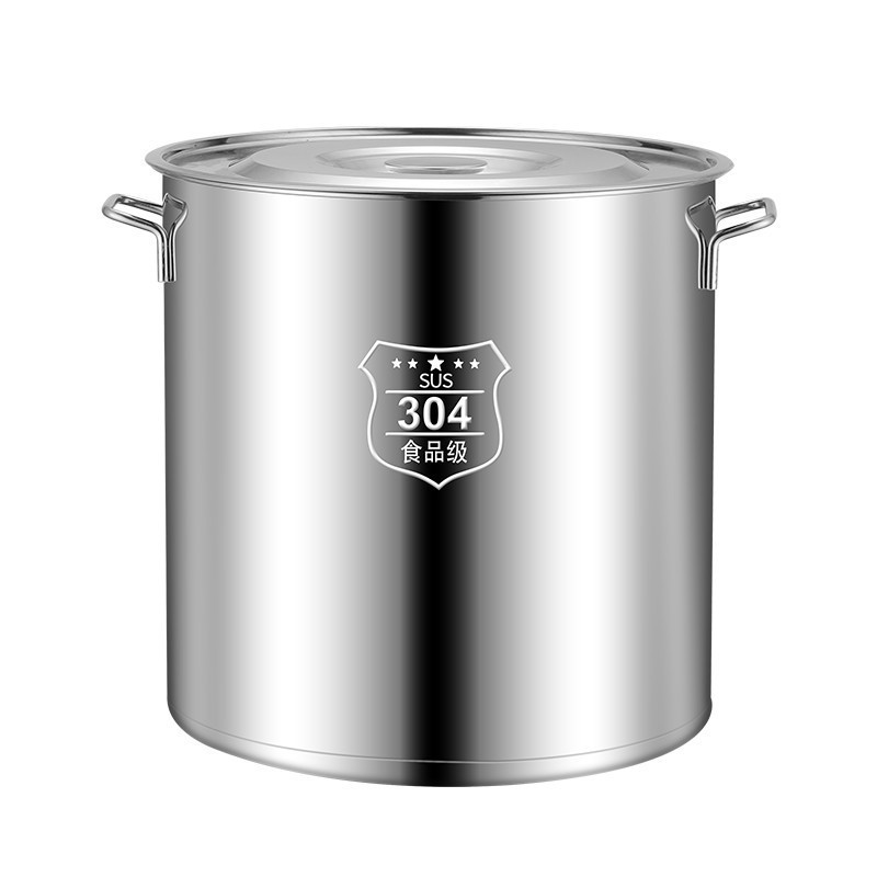 304 Stainless Steel Soup Pot Commercial Stainless Steel Barrel with Lid ...