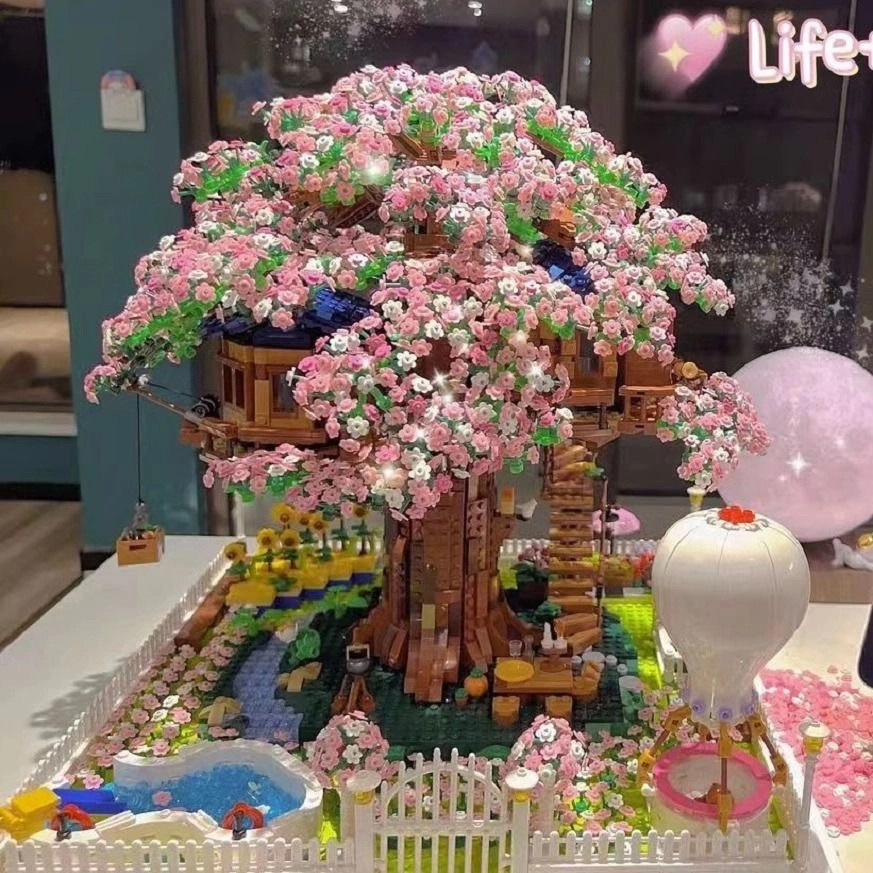 3D Sakura Tree House DIY Building Blocks 12CM High for Children Develop ...