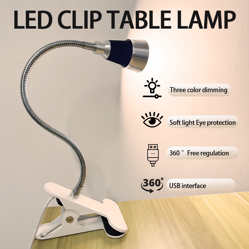 Brightness Folding LED Clip Table Lamp Study Desk Student Reading Book ...
