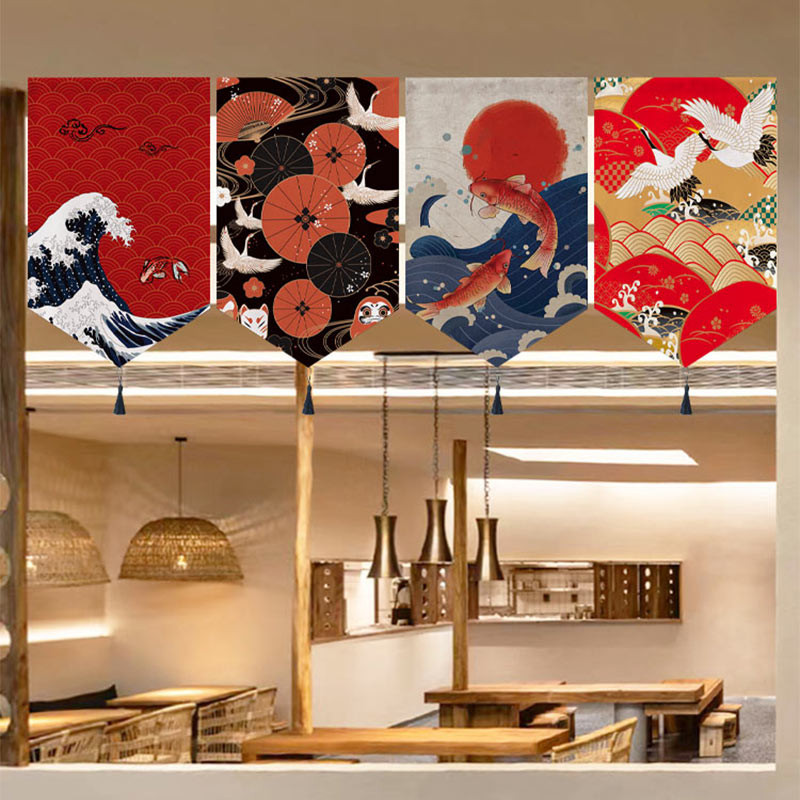 Japanese-style and Wind Triangle Flag Curtain Sushi Restaurant ...