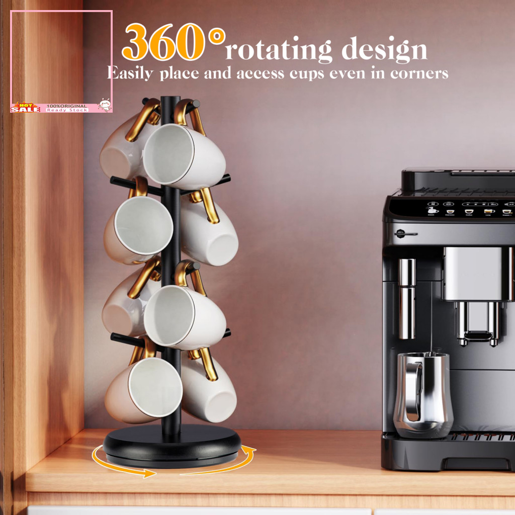 GOF Rotating Cup Holder for Mugs Coffee Mug Carousel Wooden Rotating ...