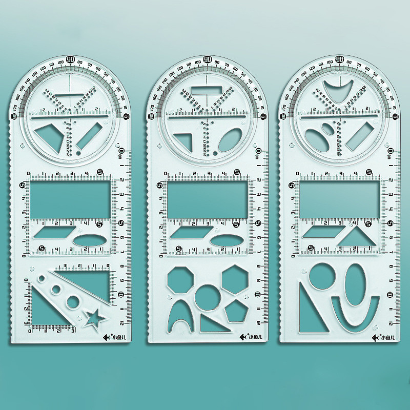 Multifunctional Ruler All-in-one Protractor and Stencil Set for School ...