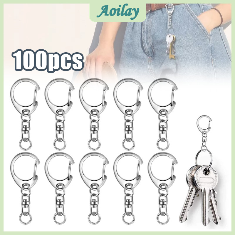 100Pcs Swivel Snap Hook Lobster Clasps Key Chain with 8mm Open Jump ...