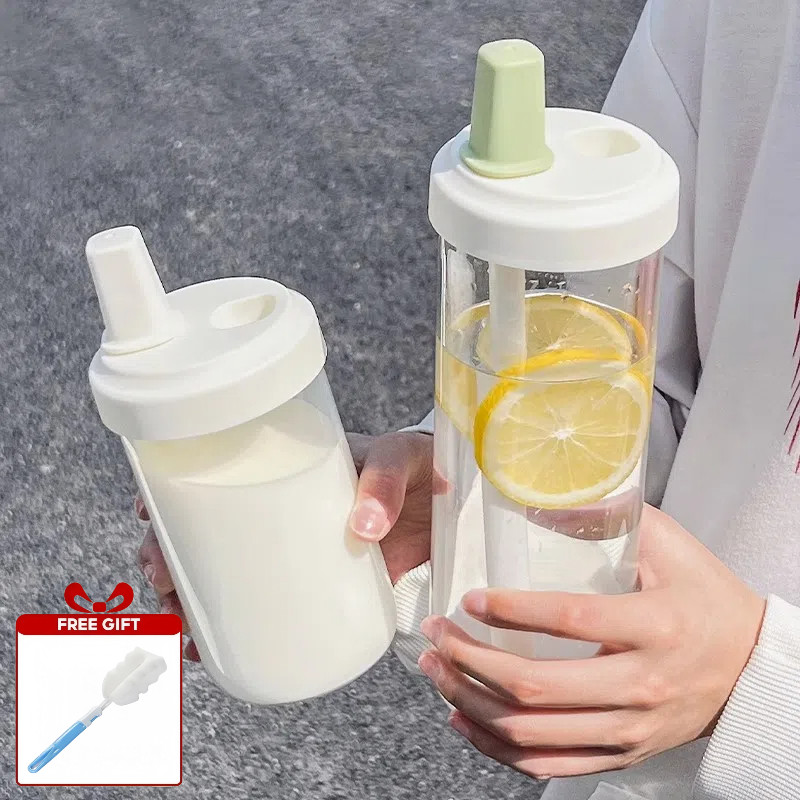 500/850ml Water Bottles Juice Milk Plastic Cup with Lid Straw Bubble ...