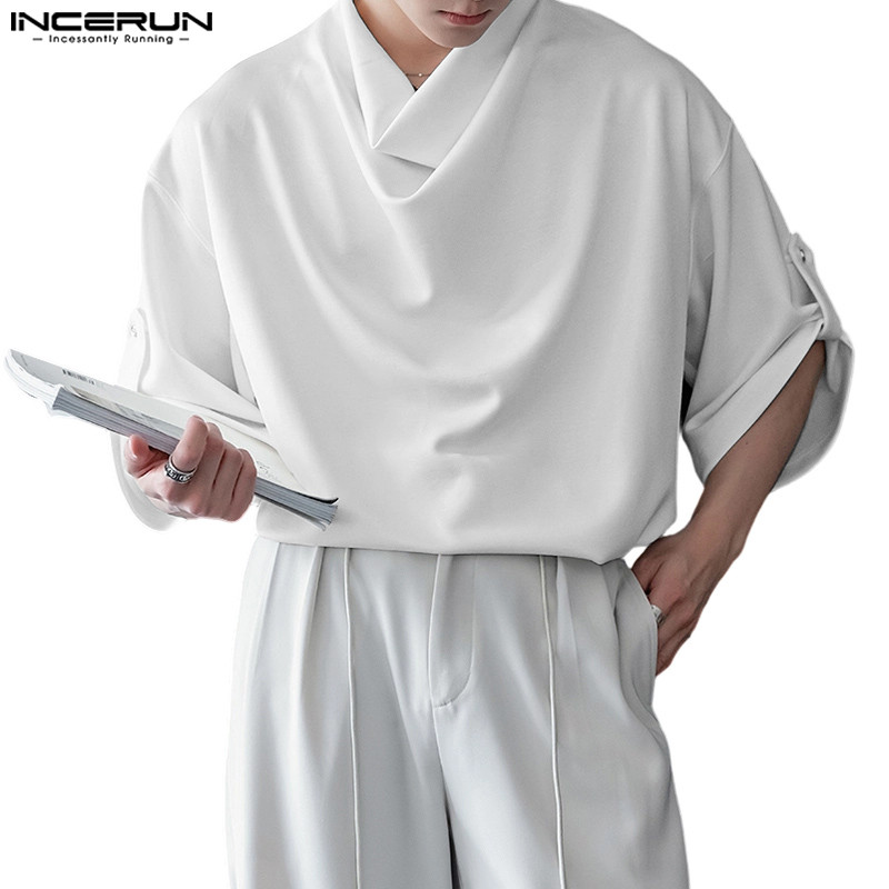 INCERUN Men's Fashion Loose Short sleeved Shirt | Shopee Philippines