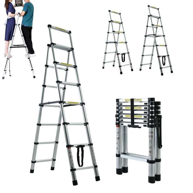 Aluminum Folding Ladder Lightweight A-Frame Ladder Extension Telescopic ...