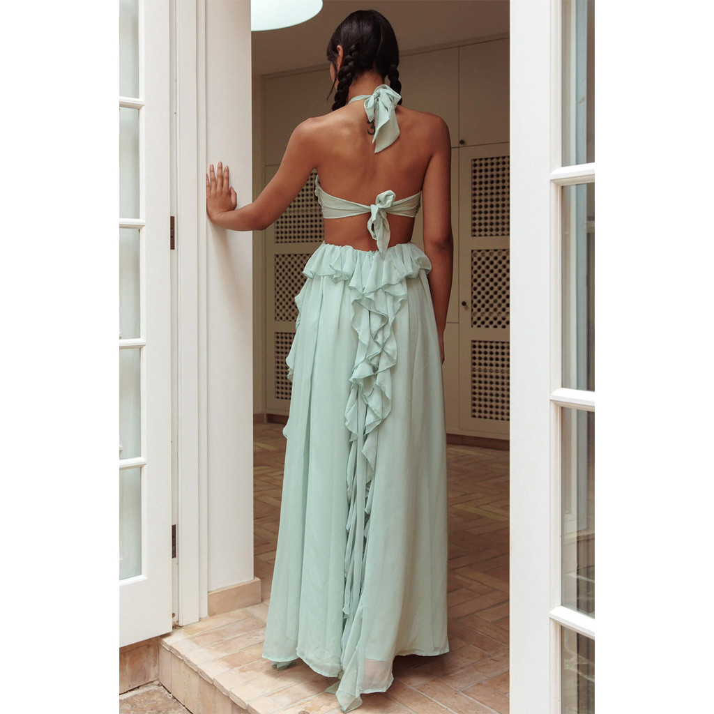 ironknight-Women´s Cutout Ball Gown Sleeveless Tie Back Solid Color ...