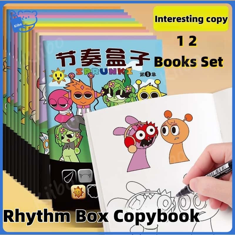12 Books Set Sprunki Handwriting Book, Sprunki Drawing Stencils Set for ...
