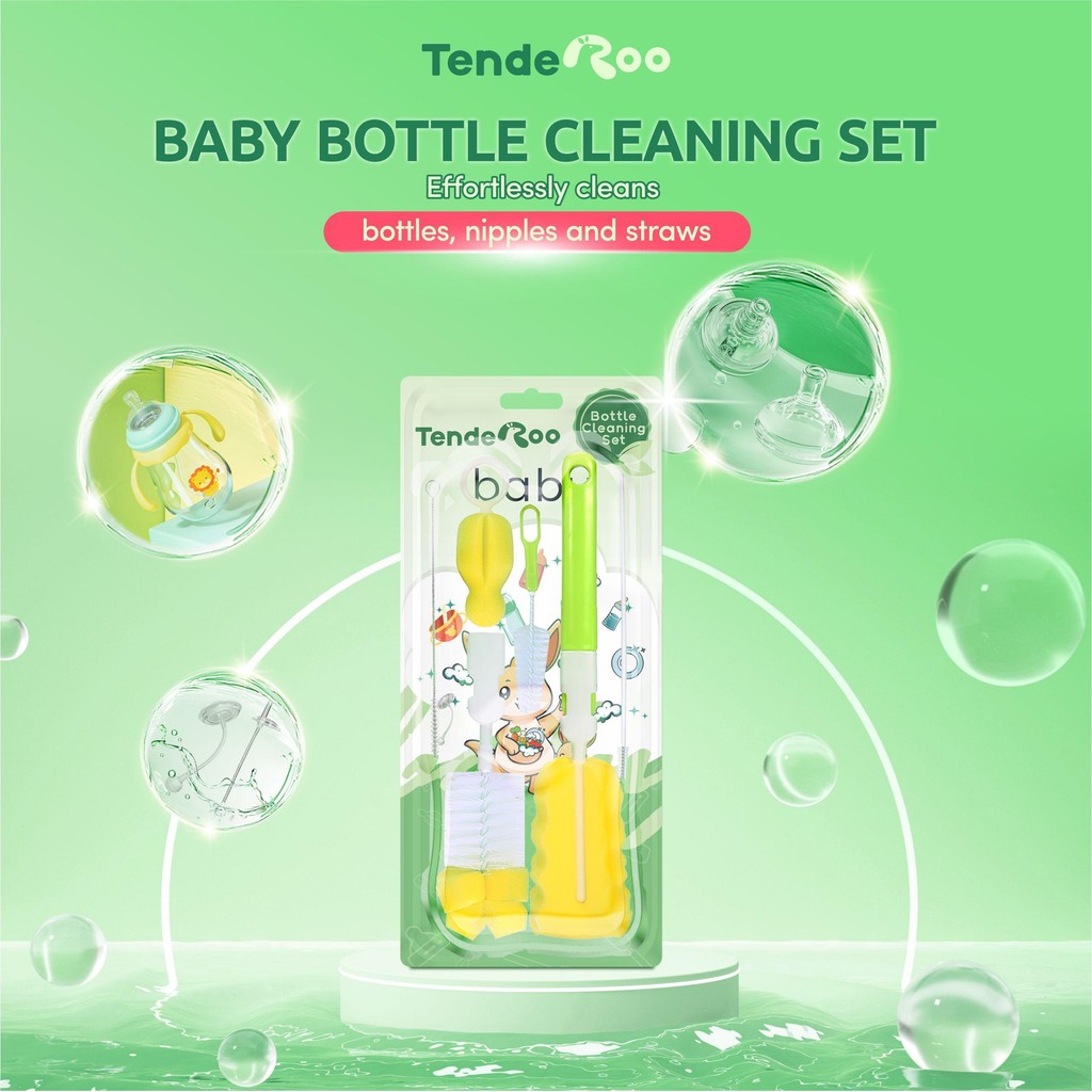 Tenderoo Baby Bottle Cleaning Set for Bottles, Nipples and Straws Brush ...