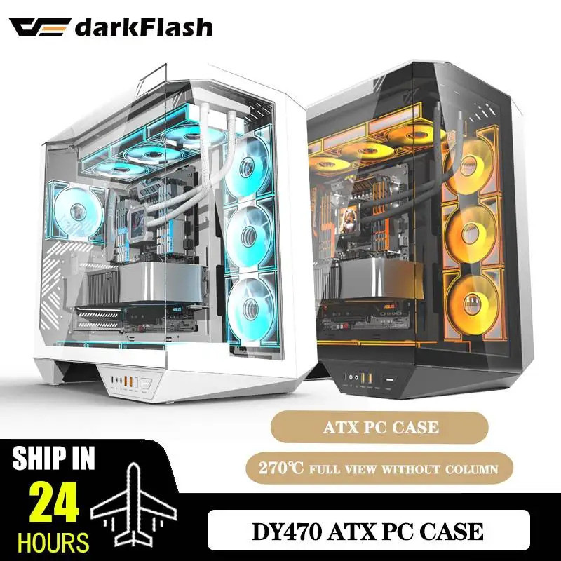 Darkflash DY470 PC Case ATX Gaming Desktop Computer With 4 ARGB Fans Sp ...