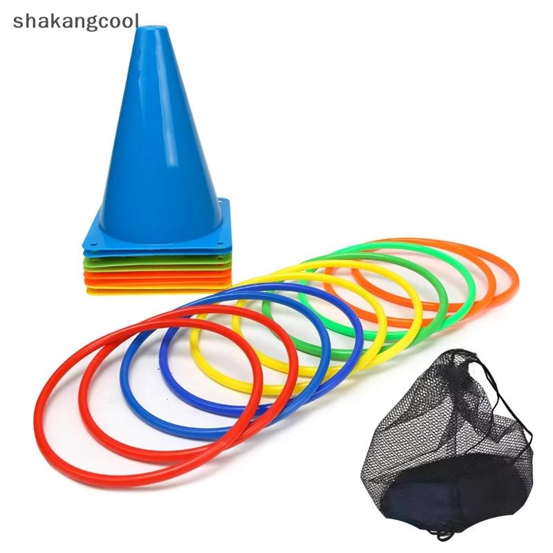 SCPH Party Games Ring Toss Game Carnival Combo Set Soft Plastic Cones Ring Toss Games Throwing ...