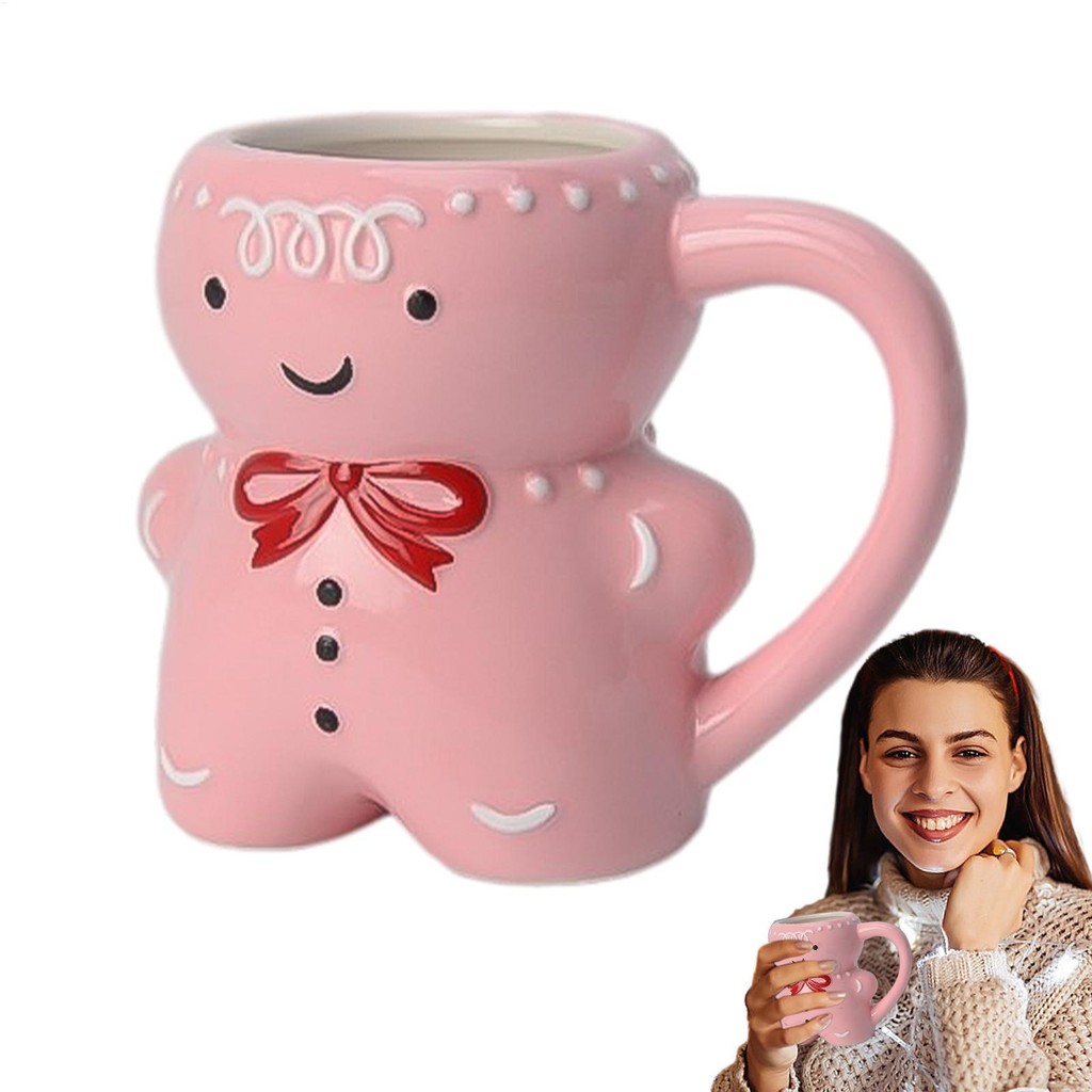 Gingerbread Man Mug Cartoon Cute Ceramic Gingerbread Man Christmas Mugs ...