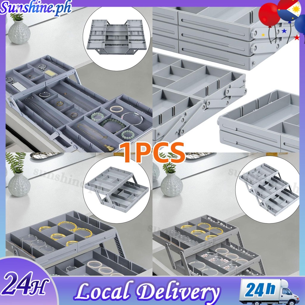 2/3 Tier Collapsible Drawer Organizer Multi Level Drawer Organizer with ...