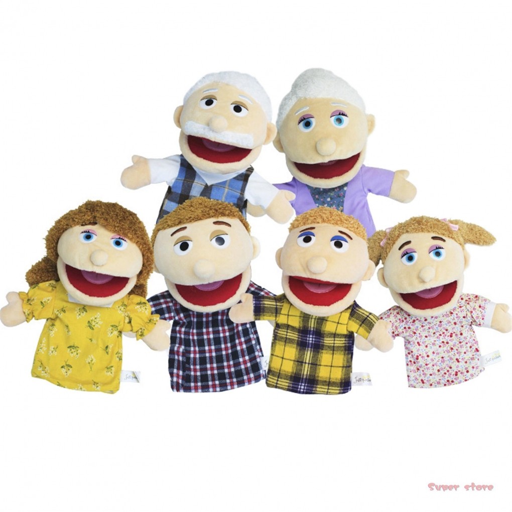 Lovely Family Hand Puppets Mouth Opening Plush Puppets Toys Role ...