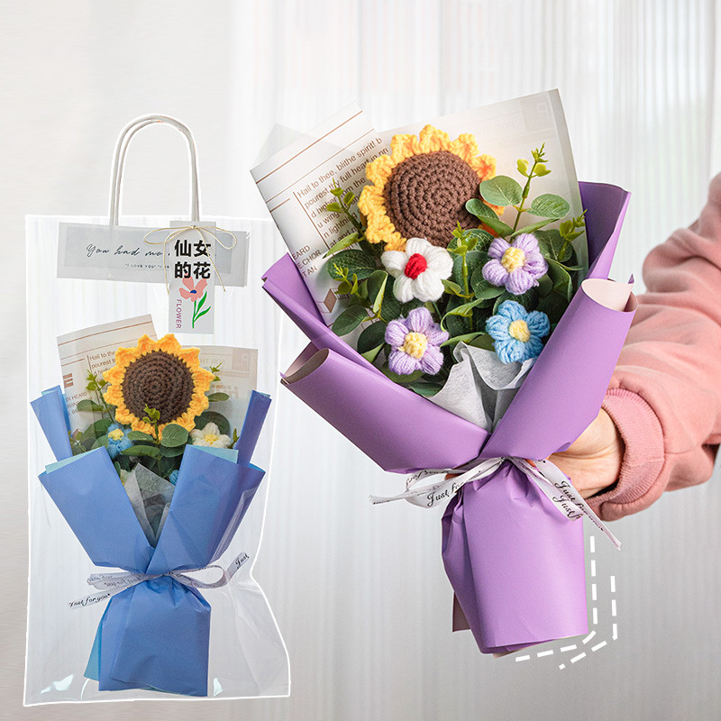 Ins Sunflower Bouquet Valentine S Day Knitted Flower Bouquet Gift ...