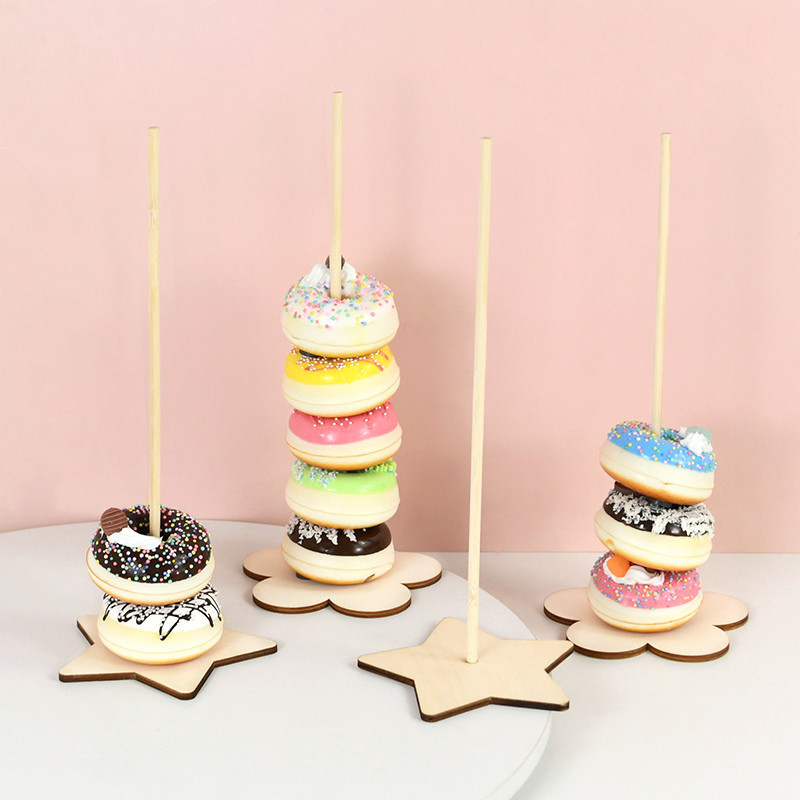 유Wooden Donuts Stand Sweets Dessert Doughnut Holder Wedding Birthday ...