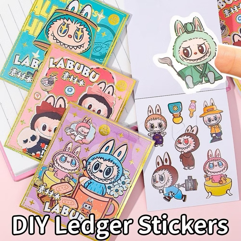 1 Pcs Cute cartoon stickers labubu girl DIY account diary material ...