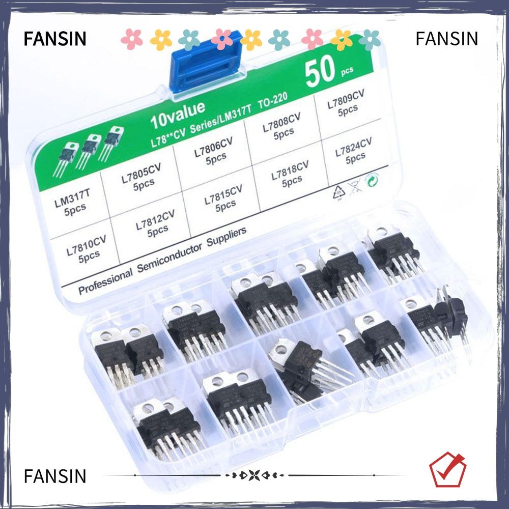 FANSIN 50Pcs Three-terminal Regulated Transistor, 10 Values Black TO ...