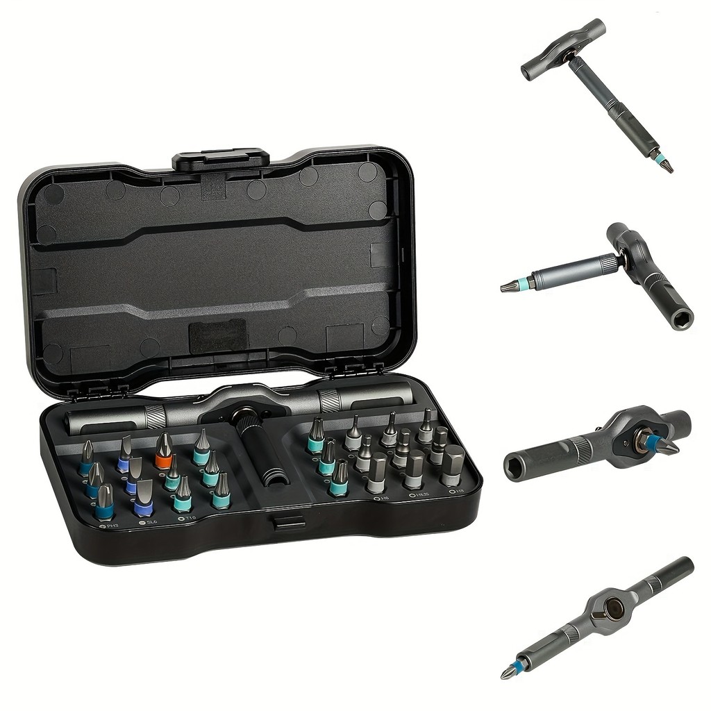 24-in-1 Magnetic Screwdriver Set with Detachable T-Ratchet Handle ...