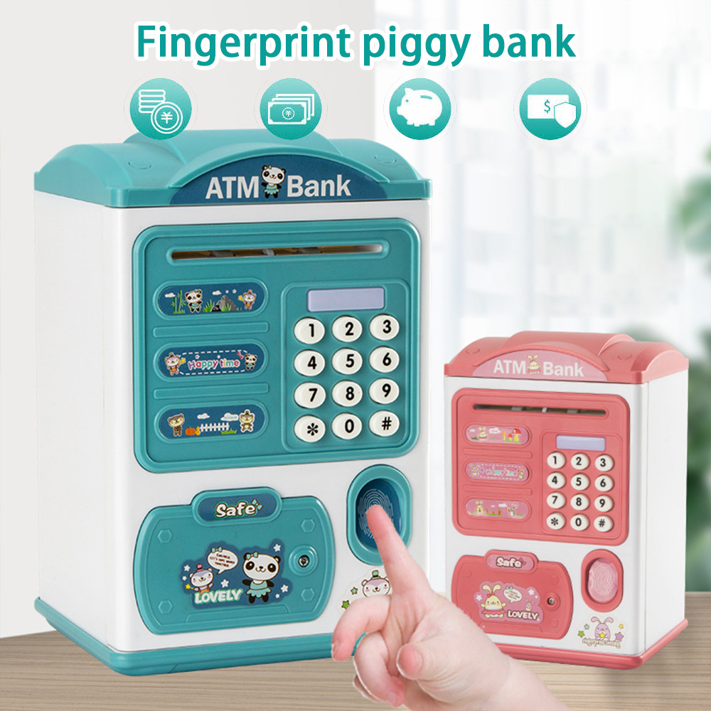 Kids Fingerprint Piggy Bank ATM Smart Electric Roll Money Piggy Bank ...